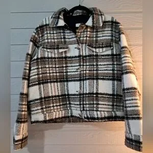 Joie | Jackets & Coats | Joie Plaid Jacket Lg In Brown And Cream Button ...
